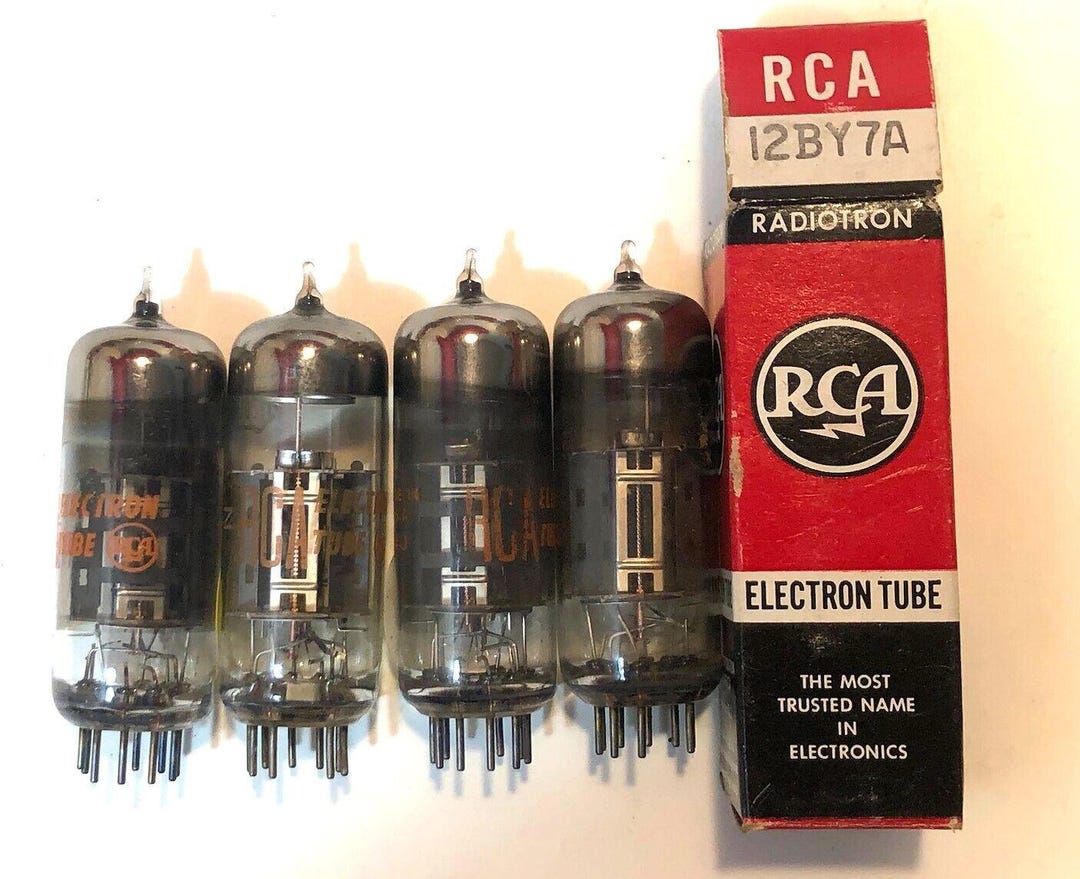 4 Vintage RCA 12BY7A Electron Amplifier Radio Vacuum Tubes TV-7 Tested ...