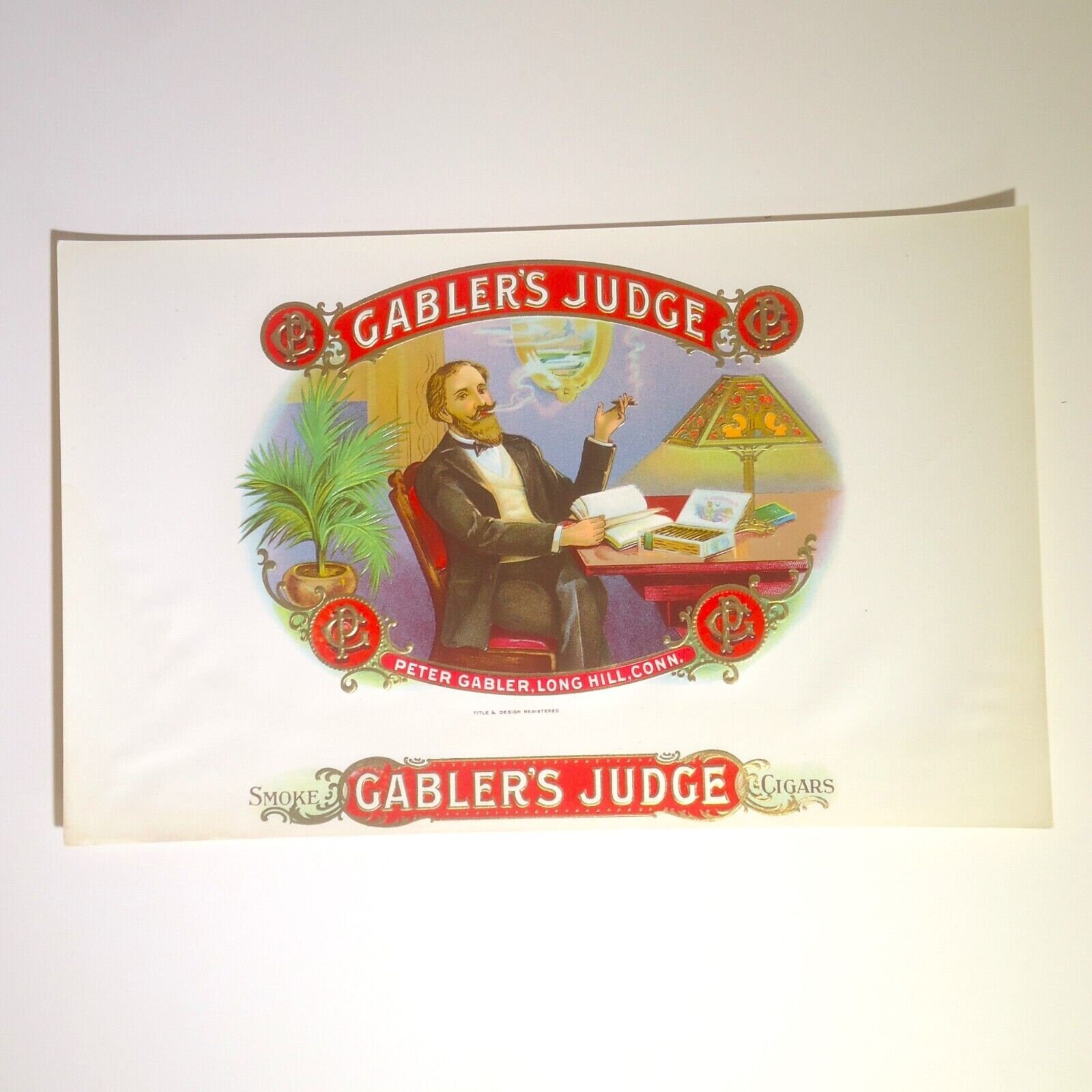 Vintage ORIGINAL Cigar Box Label Gabler's Judge Embossed C16 - Etsy