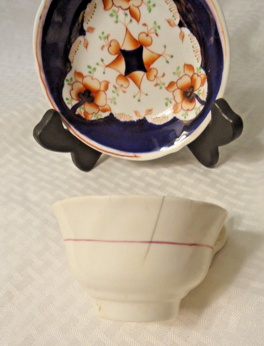 Colorful Antique Staffordshire Porcelain Gaudy Welsh Cup & Saucer C ...