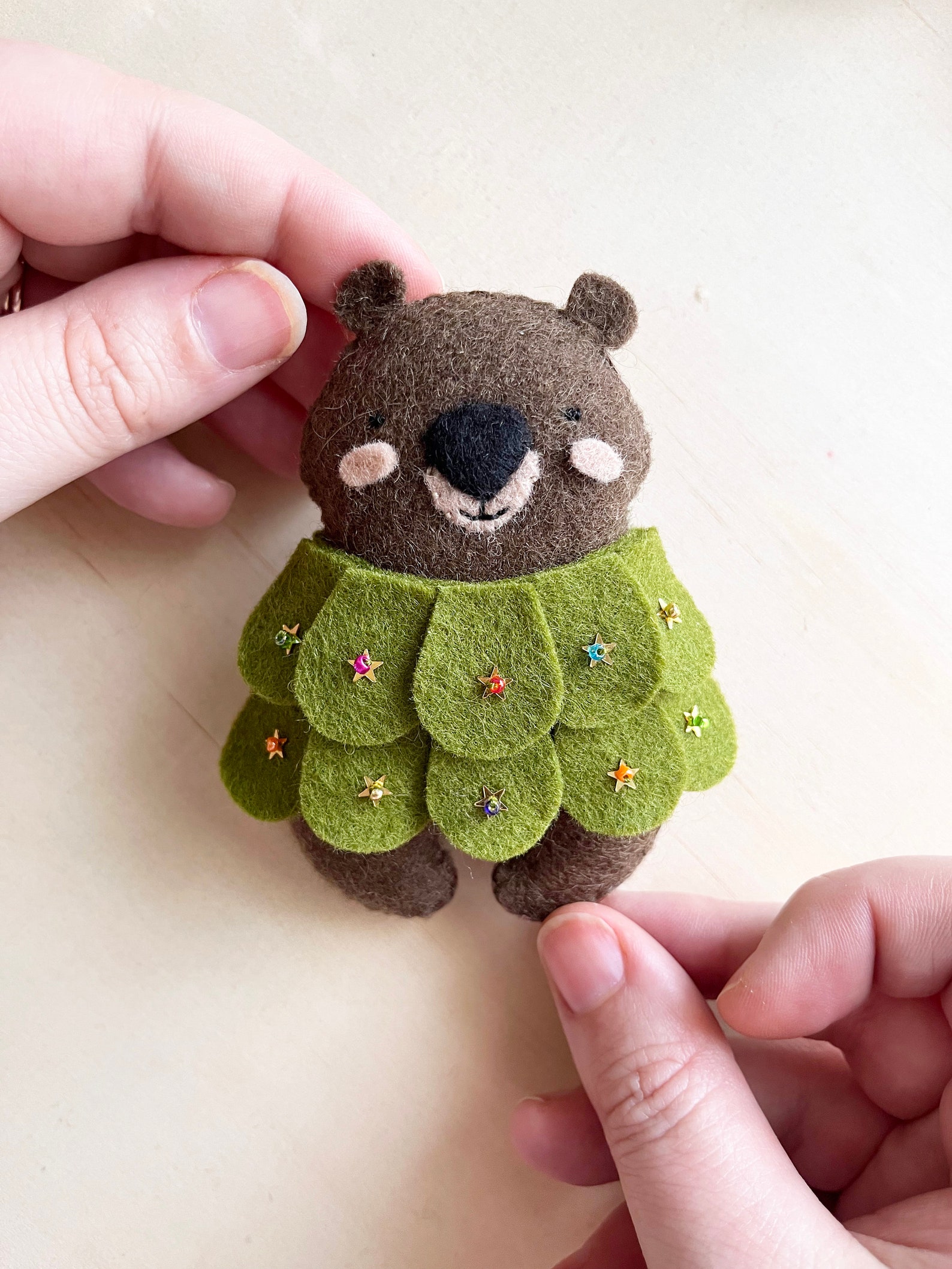 Wombly Wombat Christmas Tree PDF Pattern, a Hand Sewn Wool Felt ...
