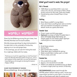 Wombly Wombat PDF Pattern, a Hand Sewn Wool Felt Ornament/ Toy, Bush ...