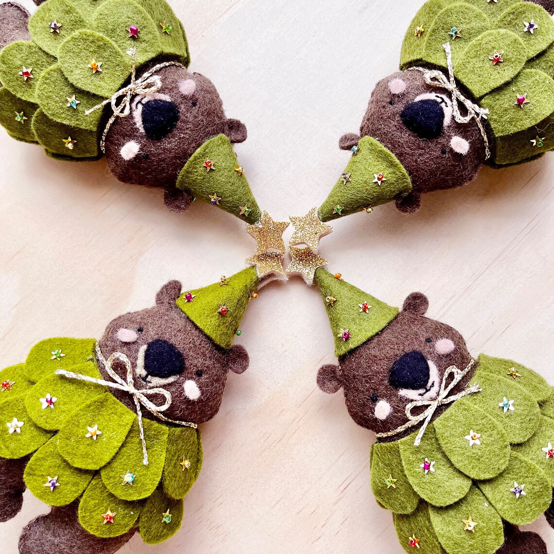 Wombly Wombat Christmas Tree PDF Pattern, a Hand Sewn Wool Felt ...