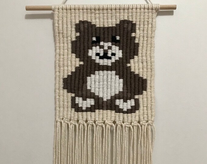 Brown Macrame Kid's Teddy Bear Wall Hanging, Nursery, Kids Room Decor ...