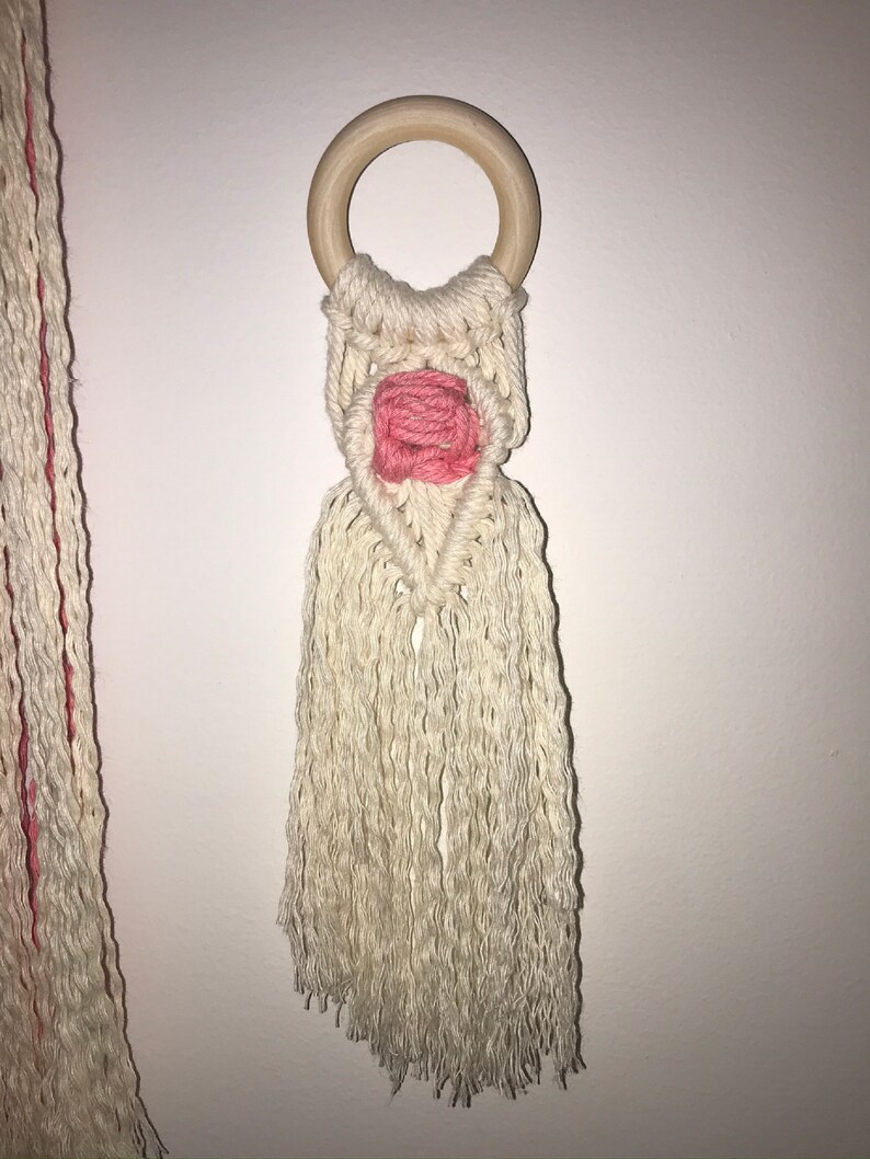 3pc Ivory and Rose Macrame Wall Hangings, Boho Gift for Her, Baby ...