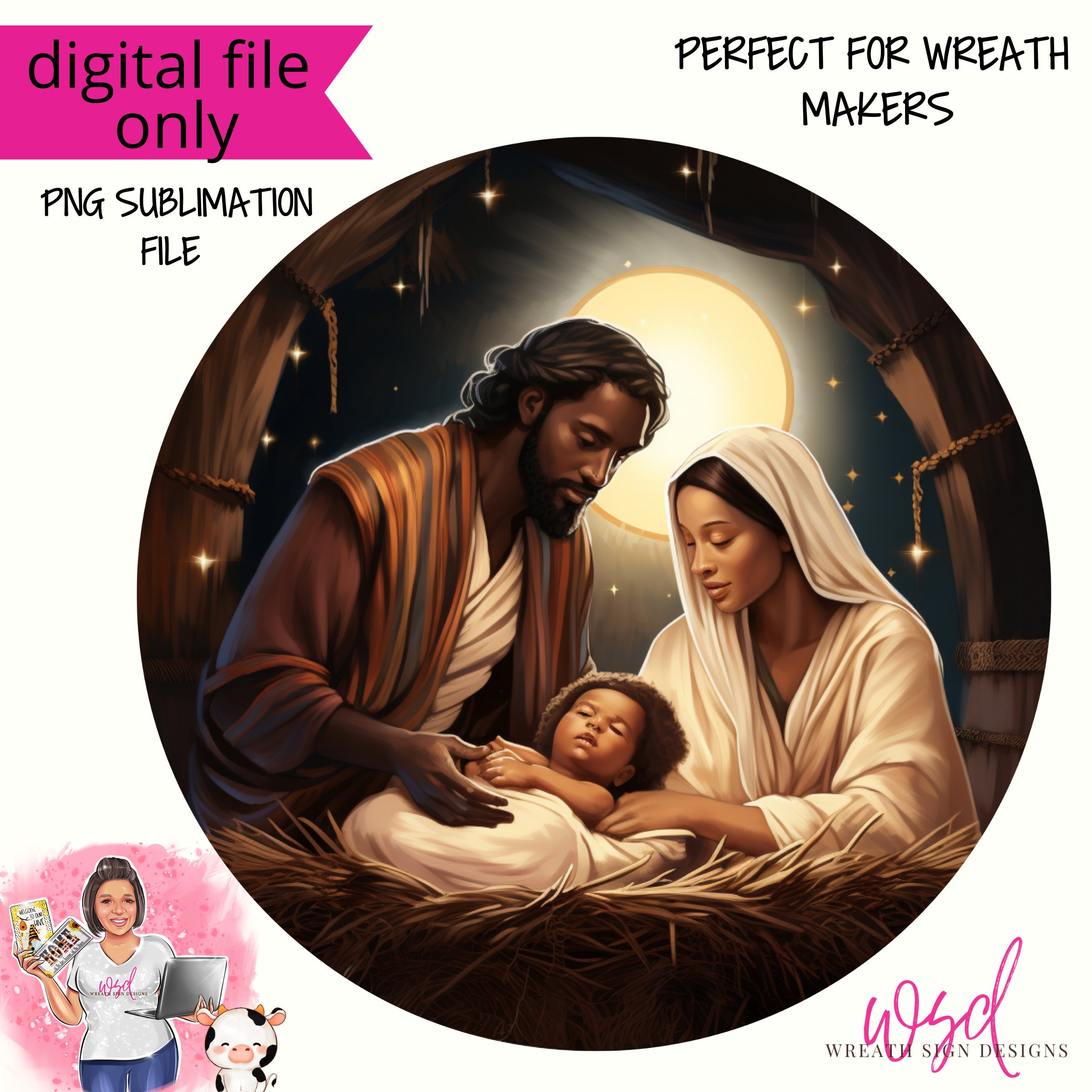 Christmas Nativity Holy Family African American PNG Download ONLY Front ...
