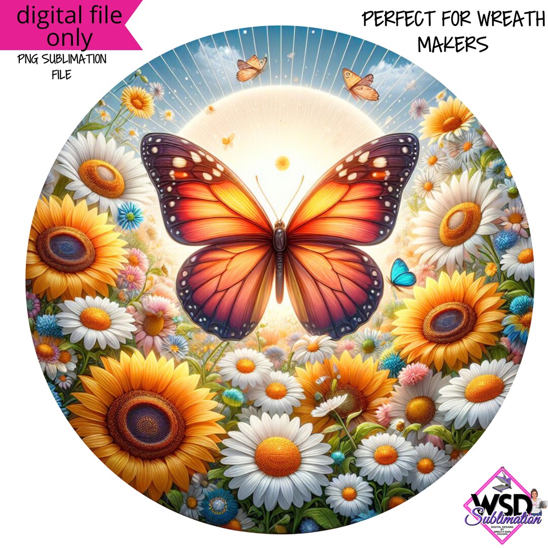 Spring Butterfly and Florals Sign Digital Design Png-digital Design PNG ...