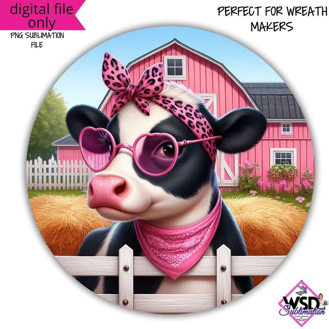 Pink Sassy Cow Png Digital File Wreath Sign Instant Download Digital ...
