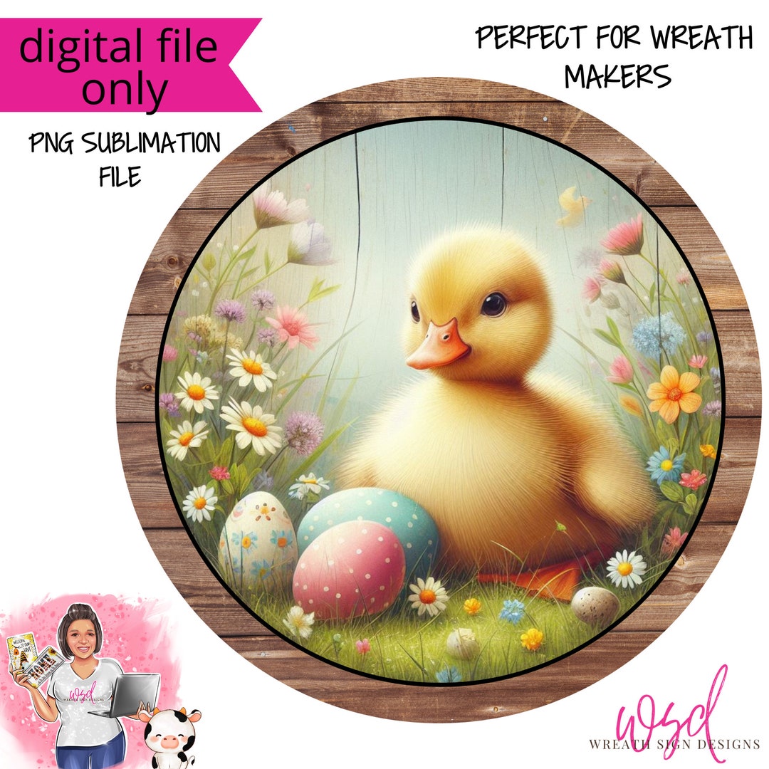 Cute Spring Easter Chick Sublimation Design Easter Bunny Welcome Sign ...