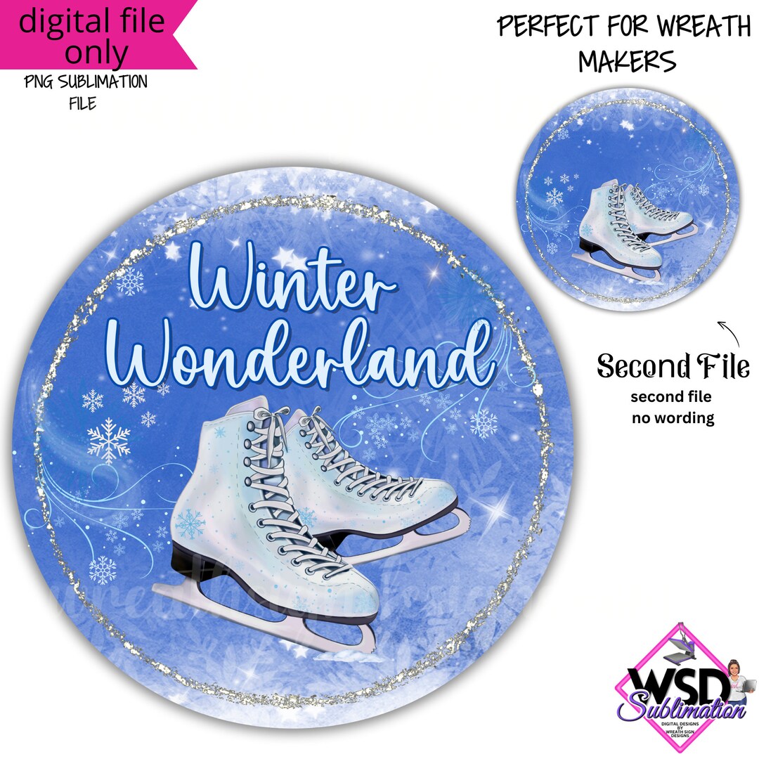 Sublimation Digital Wreath Design | Winter Wonderland Ice Skates ...