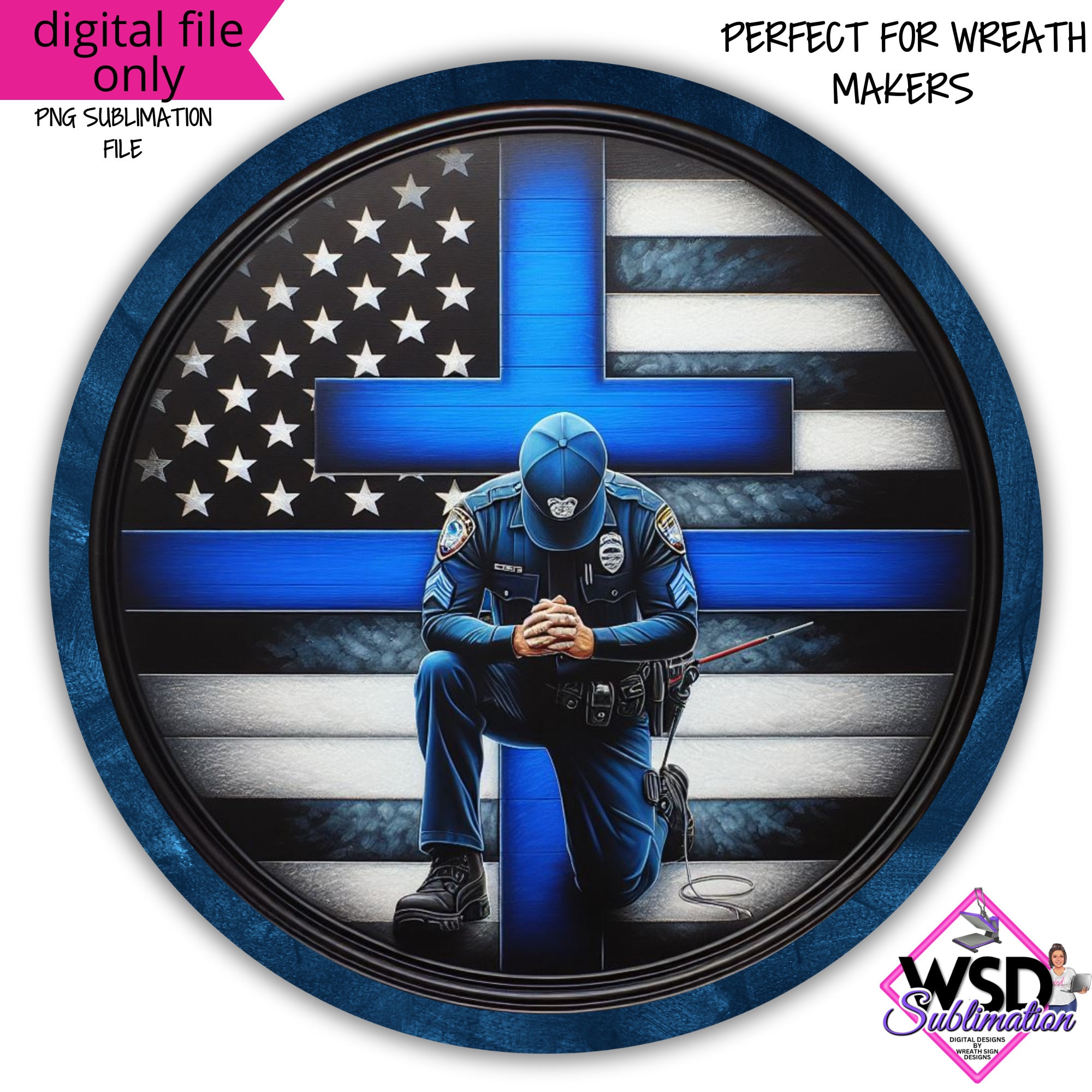 Kneeling Officer at the Cross Police Law Enforcement Officer Digital ...