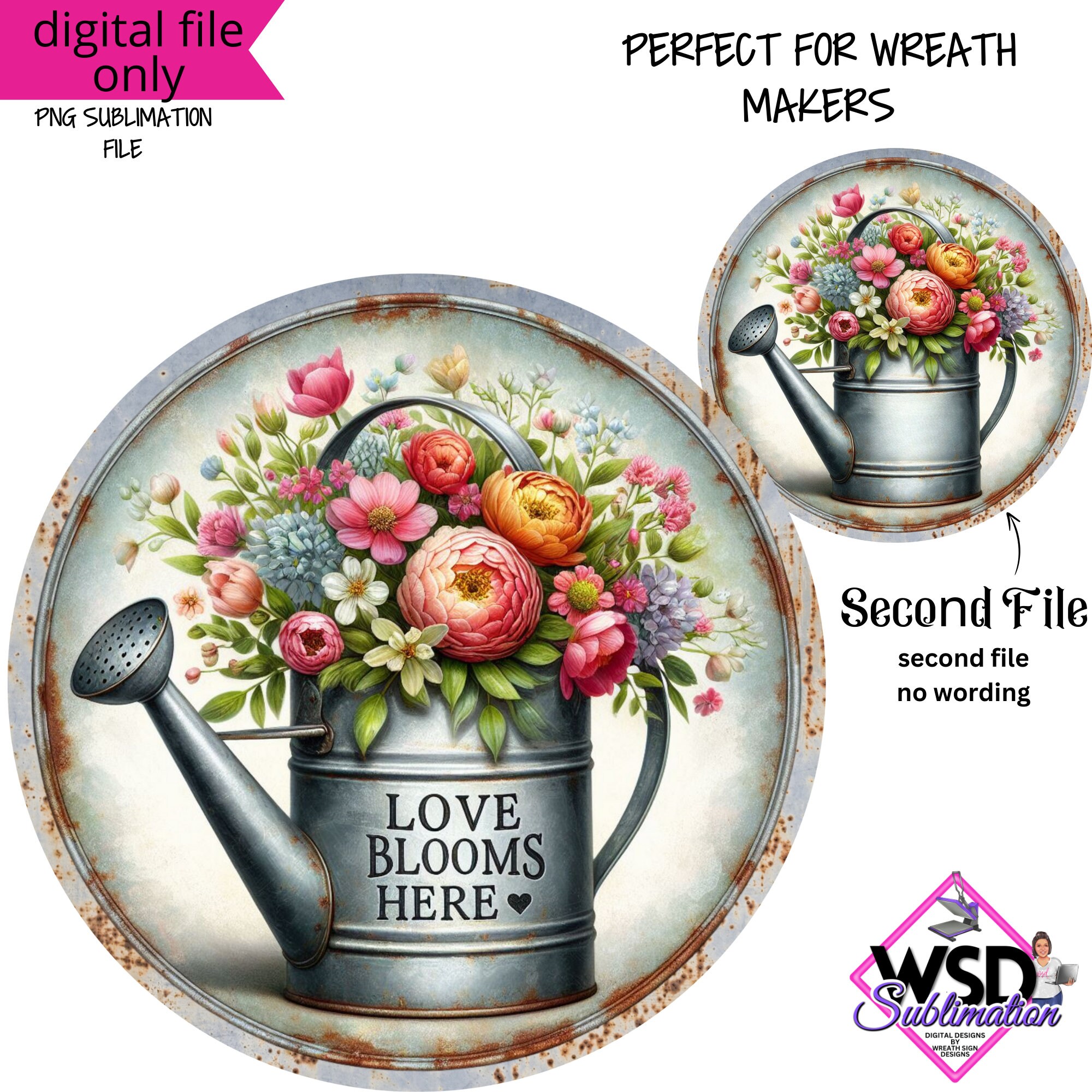 Love Blooms Here Spring Water Can Sign Digital Design Png-digital ...