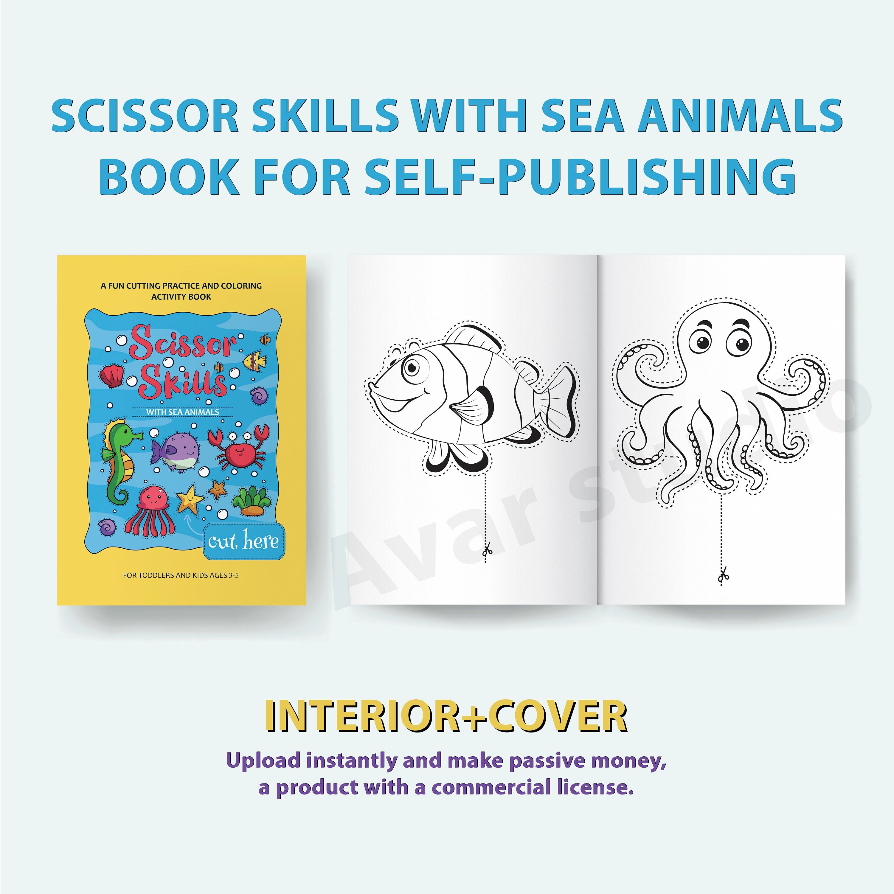 Sea Animals Scissor Skills Book | KDP Interior & Cover (commercial ...