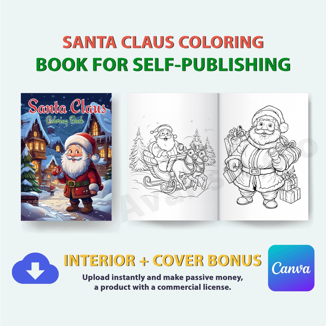 Printable Xmas Coloring Pages Book With Santa Claus | Kdp Interior and ...