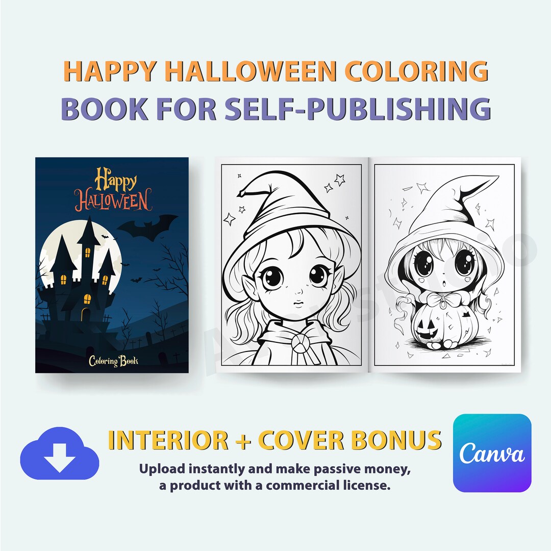 Printable Happy Halloween Coloring Sheets Book KDP Interior and Cover ...