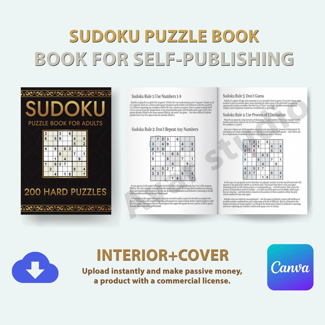 Printable SUDOKU HARD Puzzle Book | Amazon KDP Interiors for Self ...