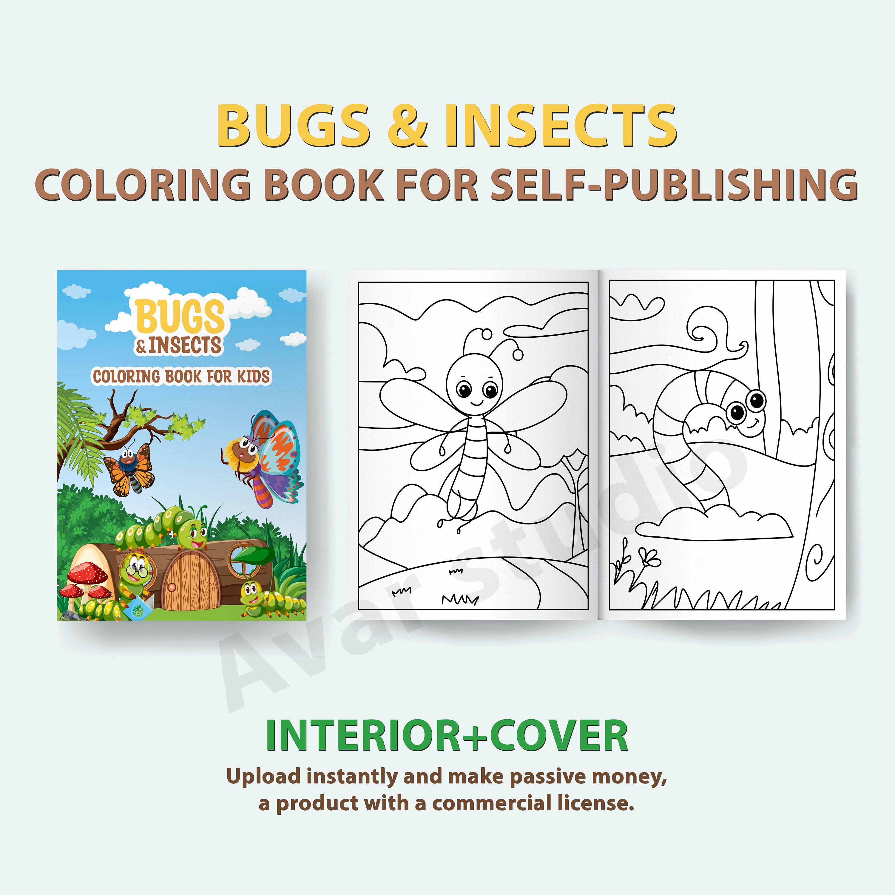 Printable Bugs and Insects Coloring Book - KDP Interior (PDF) - Etsy