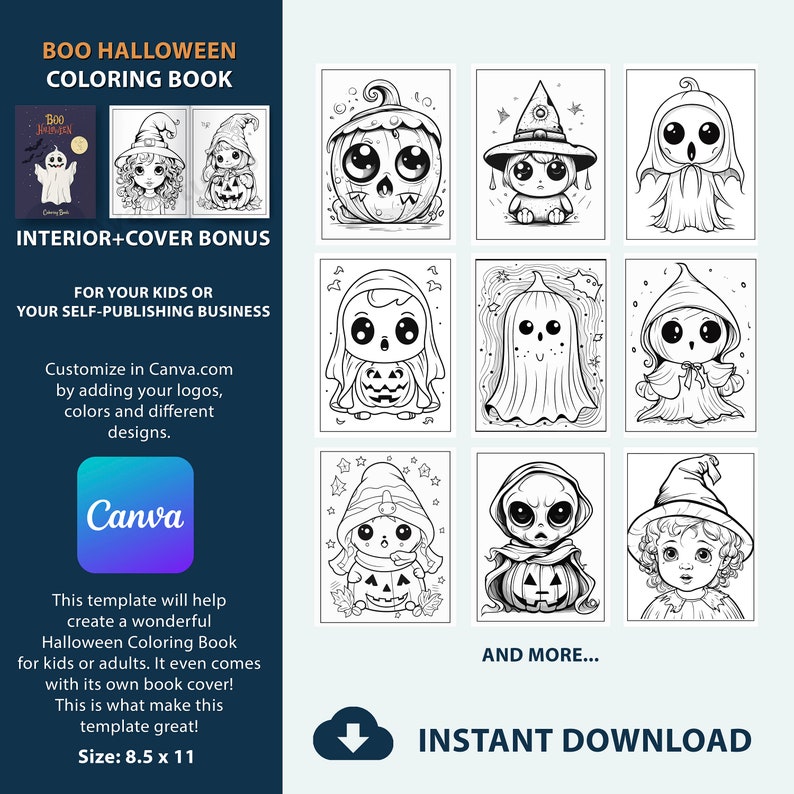 Printable Boo Halloween Coloring Sheets Book | KDP Interior and Cover ...