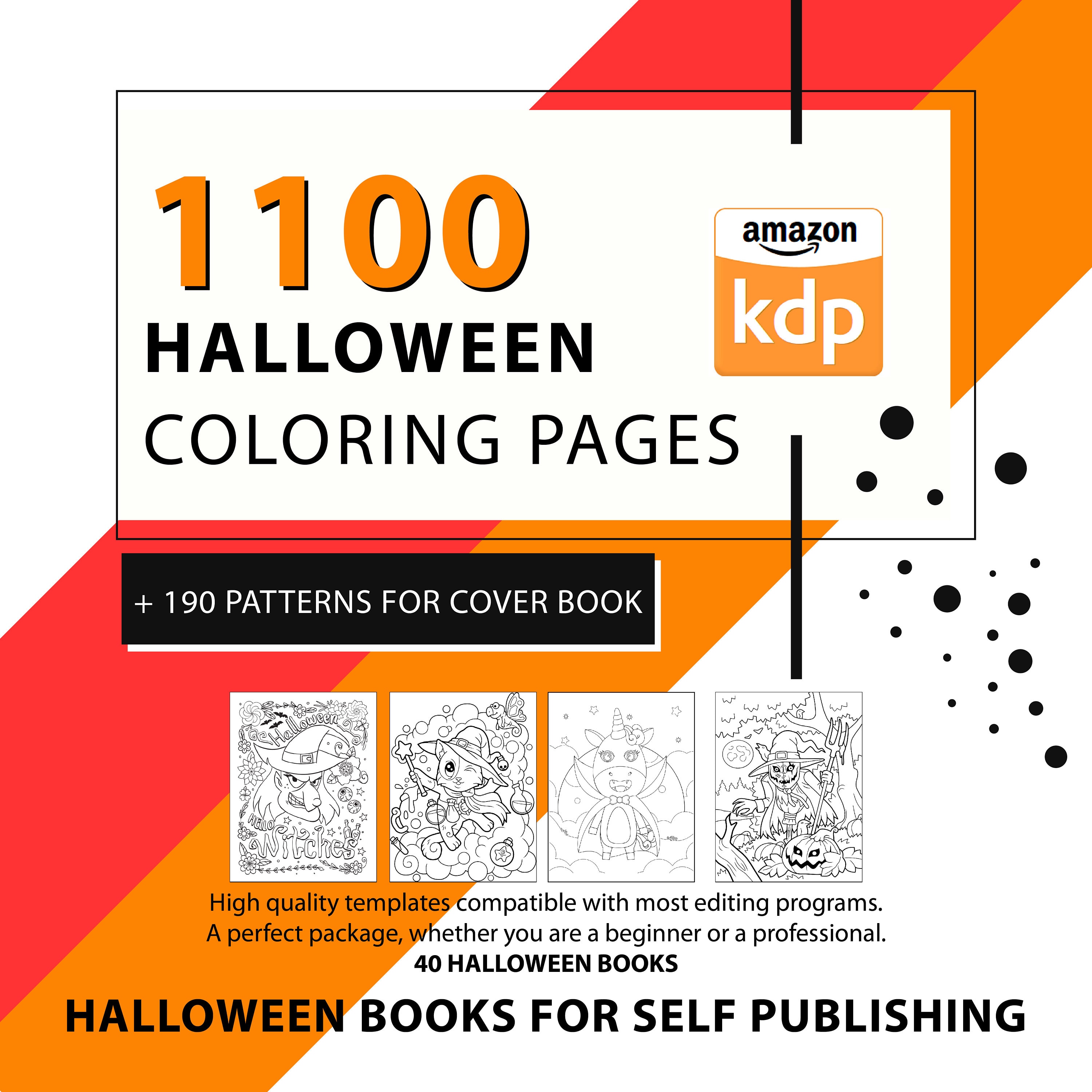 1100 Halloween Coloring Pages KDP Template | Book Cover Patterns (pdf ...