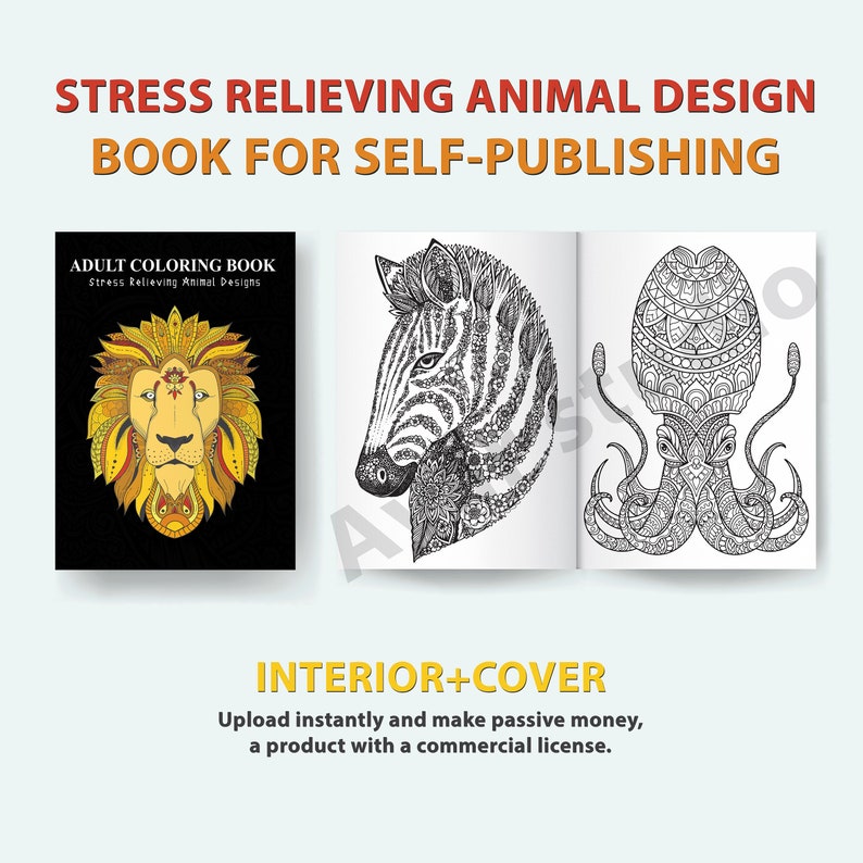 Stress Relieving Animal Design Printable Coloring BOOK for - Etsy