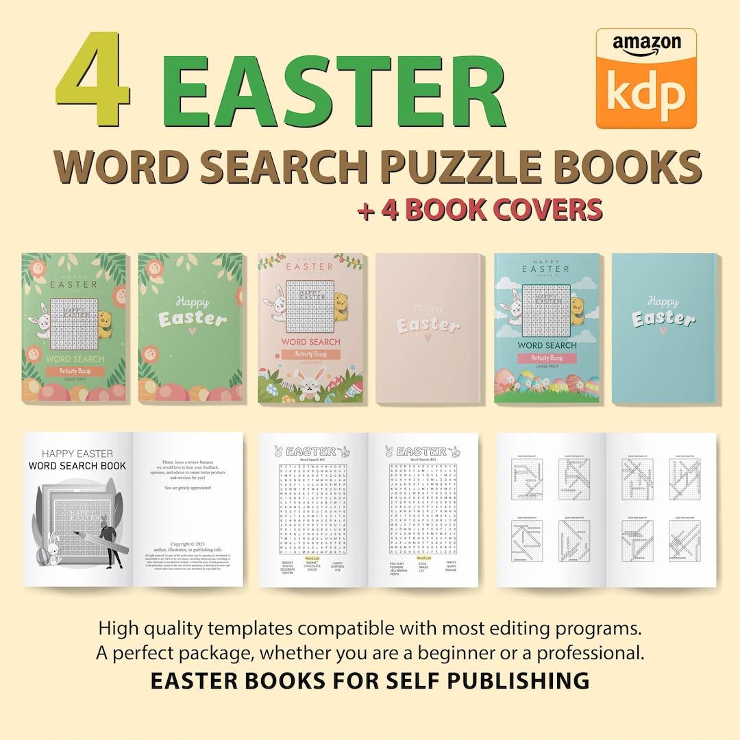 BUNDLE | 4 EASTER Word Search Puzzle Books for Self Publishing | KDP ...