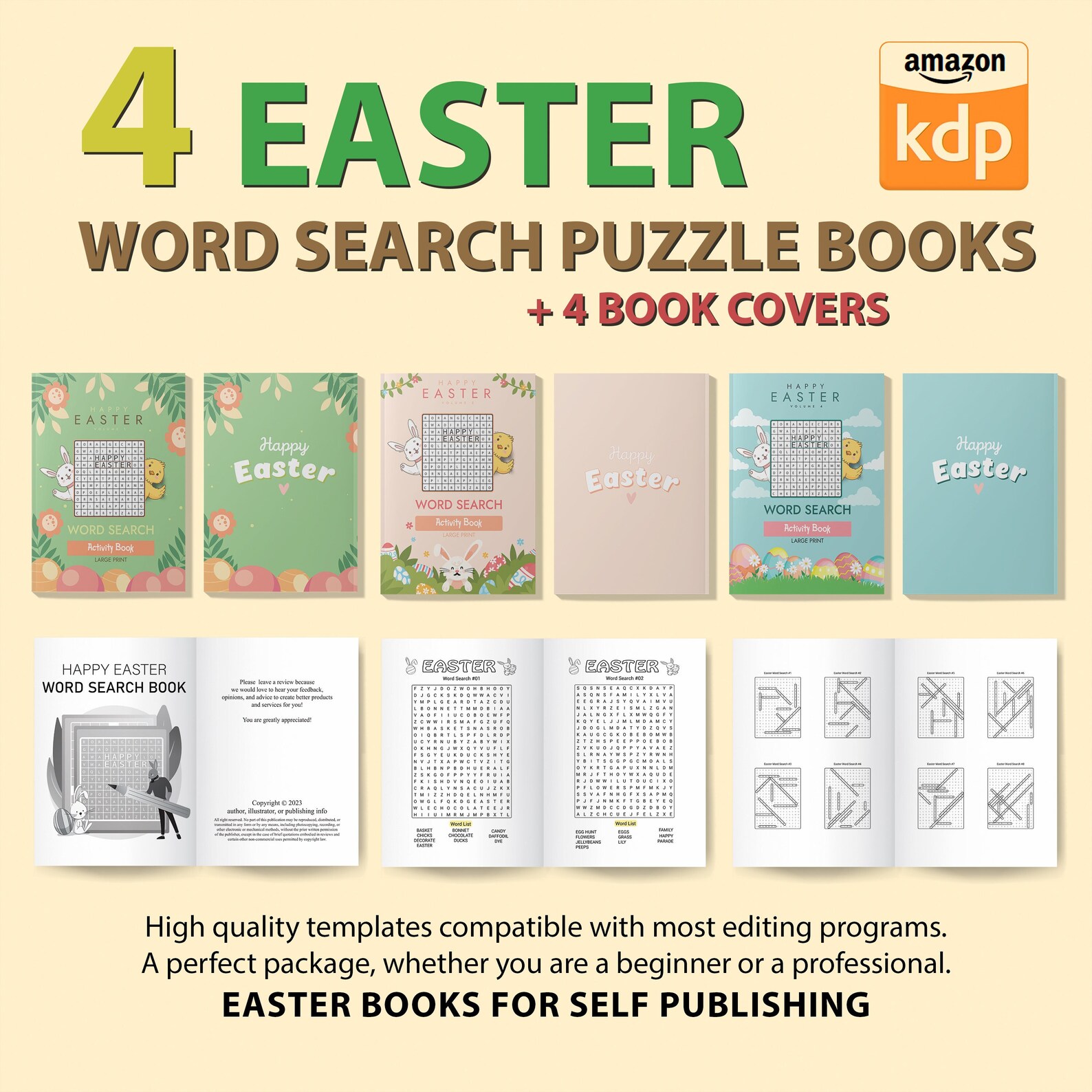 BUNDLE | 4 EASTER Word Search Puzzle Books for Self Publishing | KDP ...