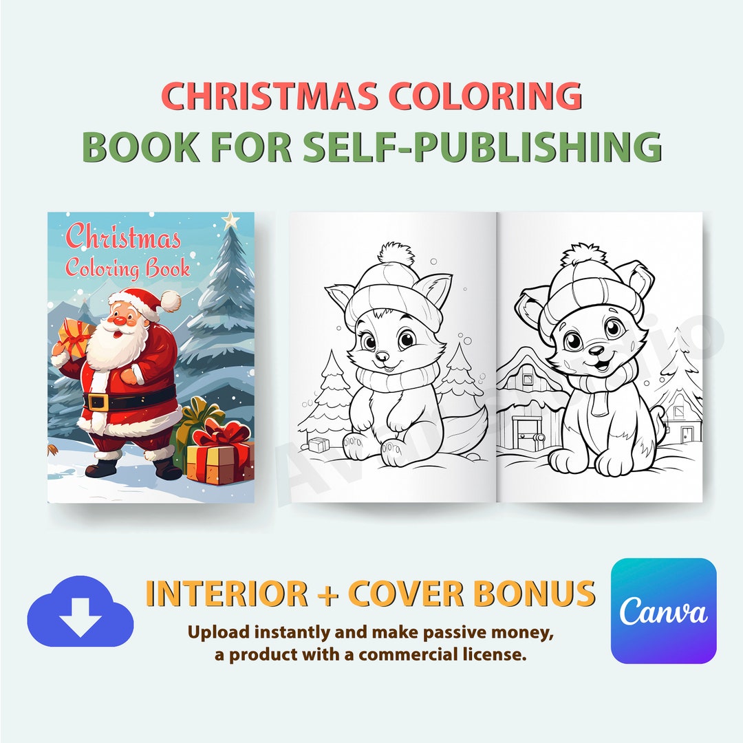 Printable Christmas Coloring Book | KDP Interior, Canva Editable - Etsy