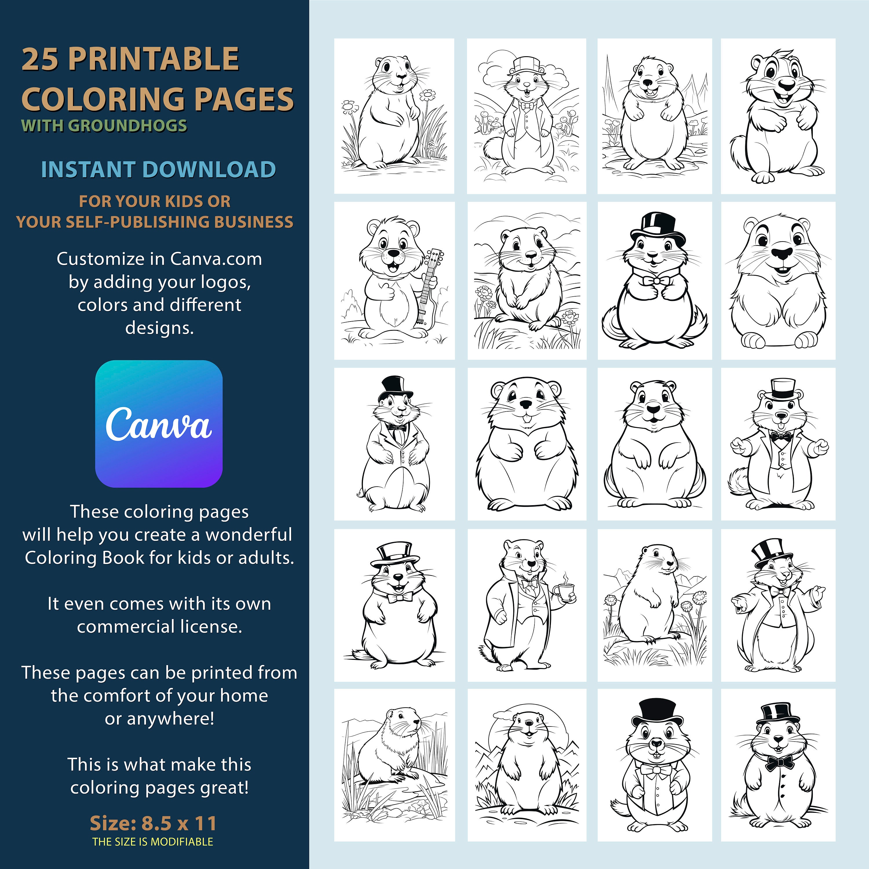 25 Printable Coloring Pages With Groundhogs Printable at Home or SELF ...