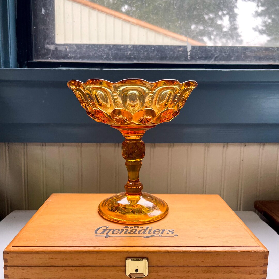 Moon and Stars Amber Compote 7h Made by Fenton for LG Wright - Etsy