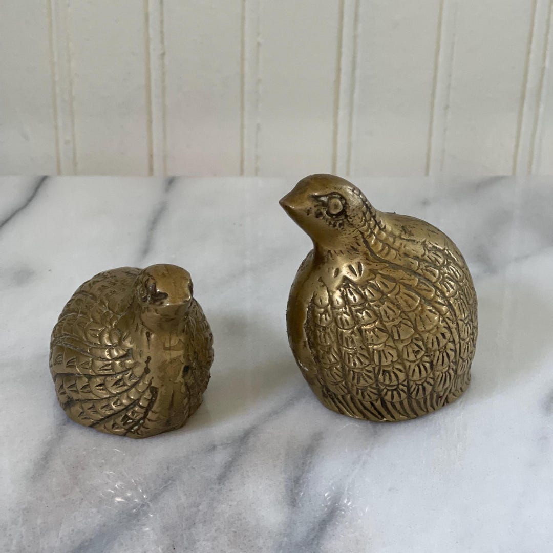 Pair of Brass Quail Figures MCM - Etsy