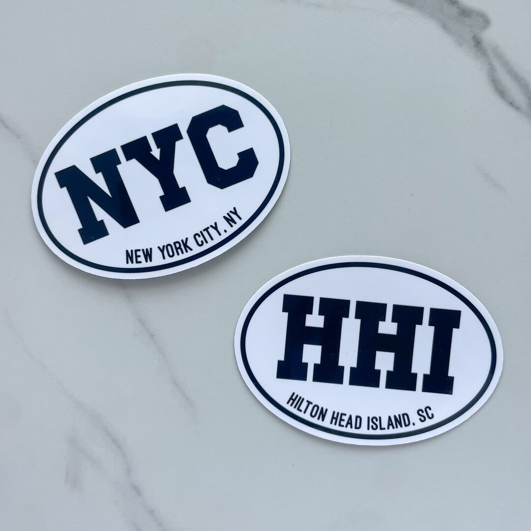 Custom Oval Location Sticker or Fridge Magnet // Vacation Gift Magnet ...