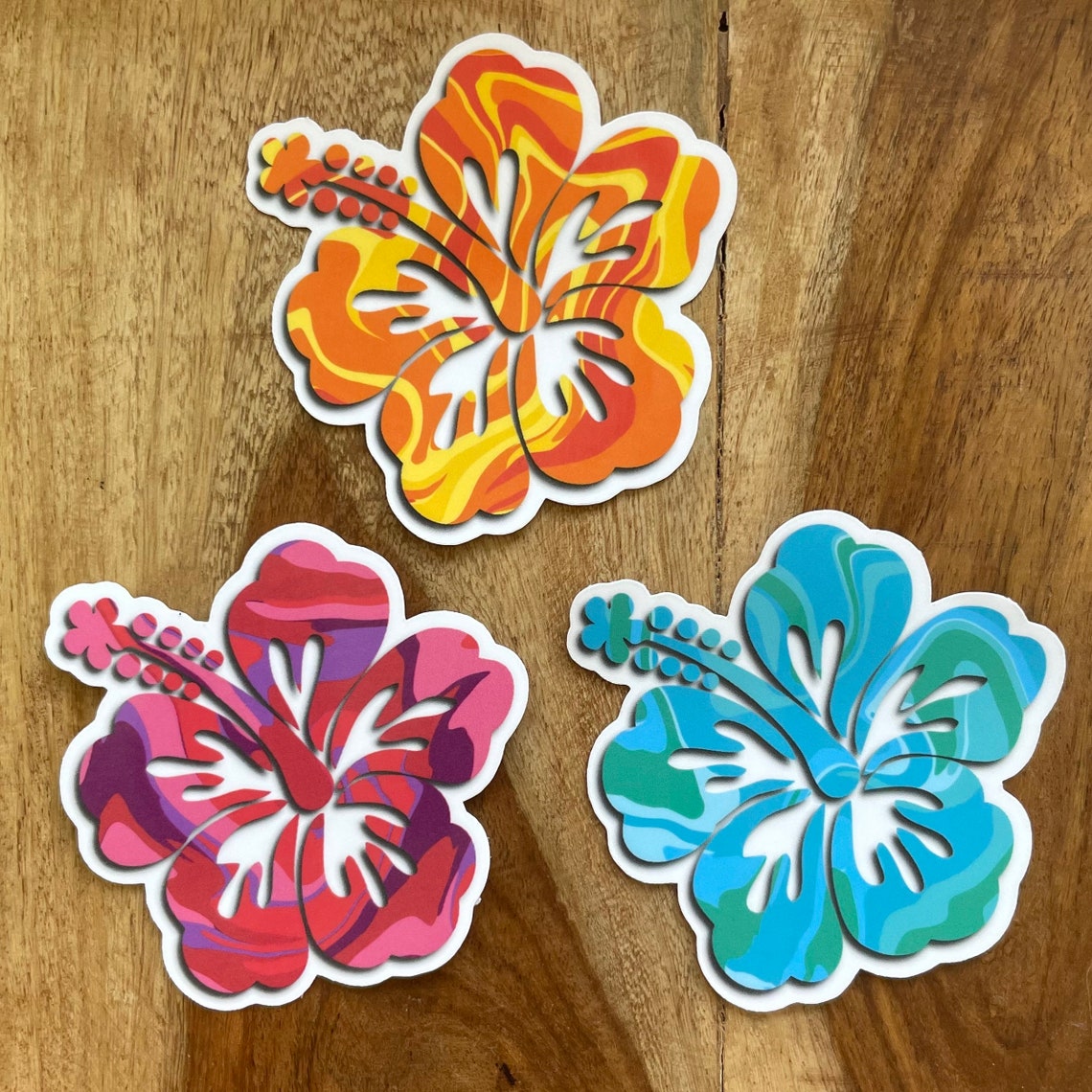Hibiscus Flower Sticker Pack // Hawaiian Flower Stickers // | Etsy