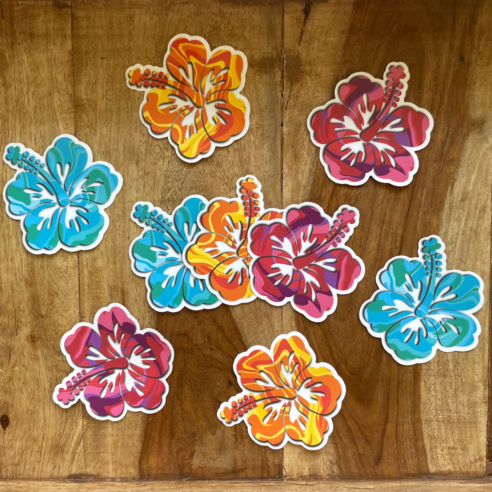 Hibiscus Flower Sticker Pack // Hawaiian Flower Stickers // | Etsy