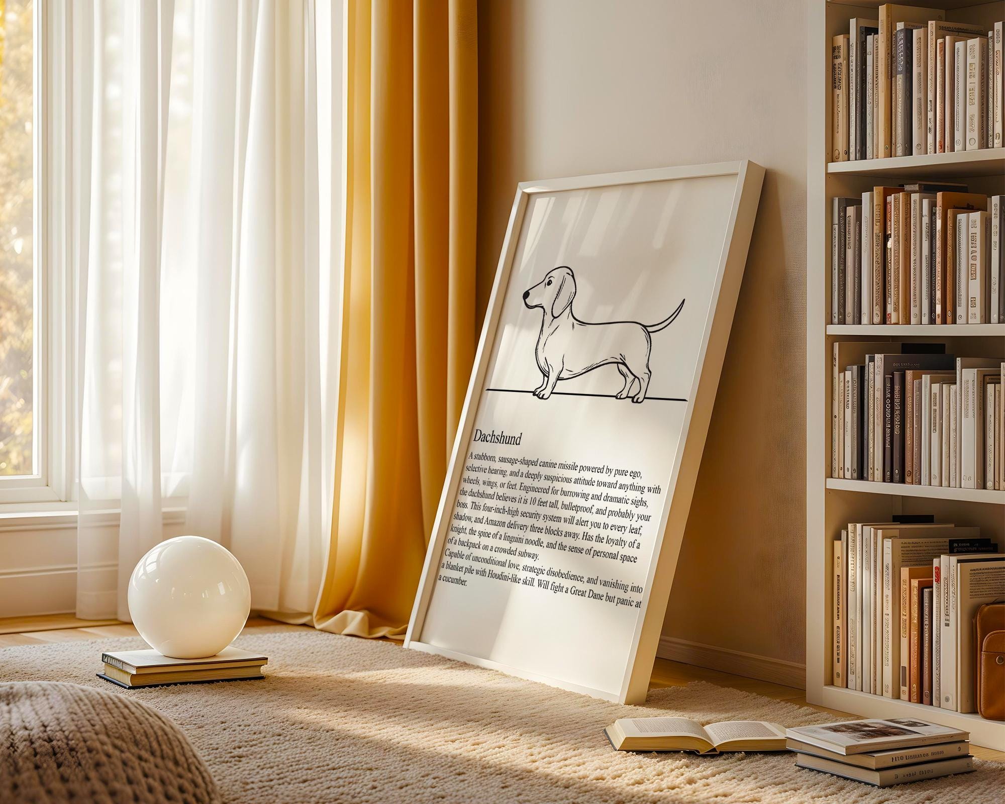 Dachshund Definition Poster Funny Wall Decor Minimalist Sausage Dog ...
