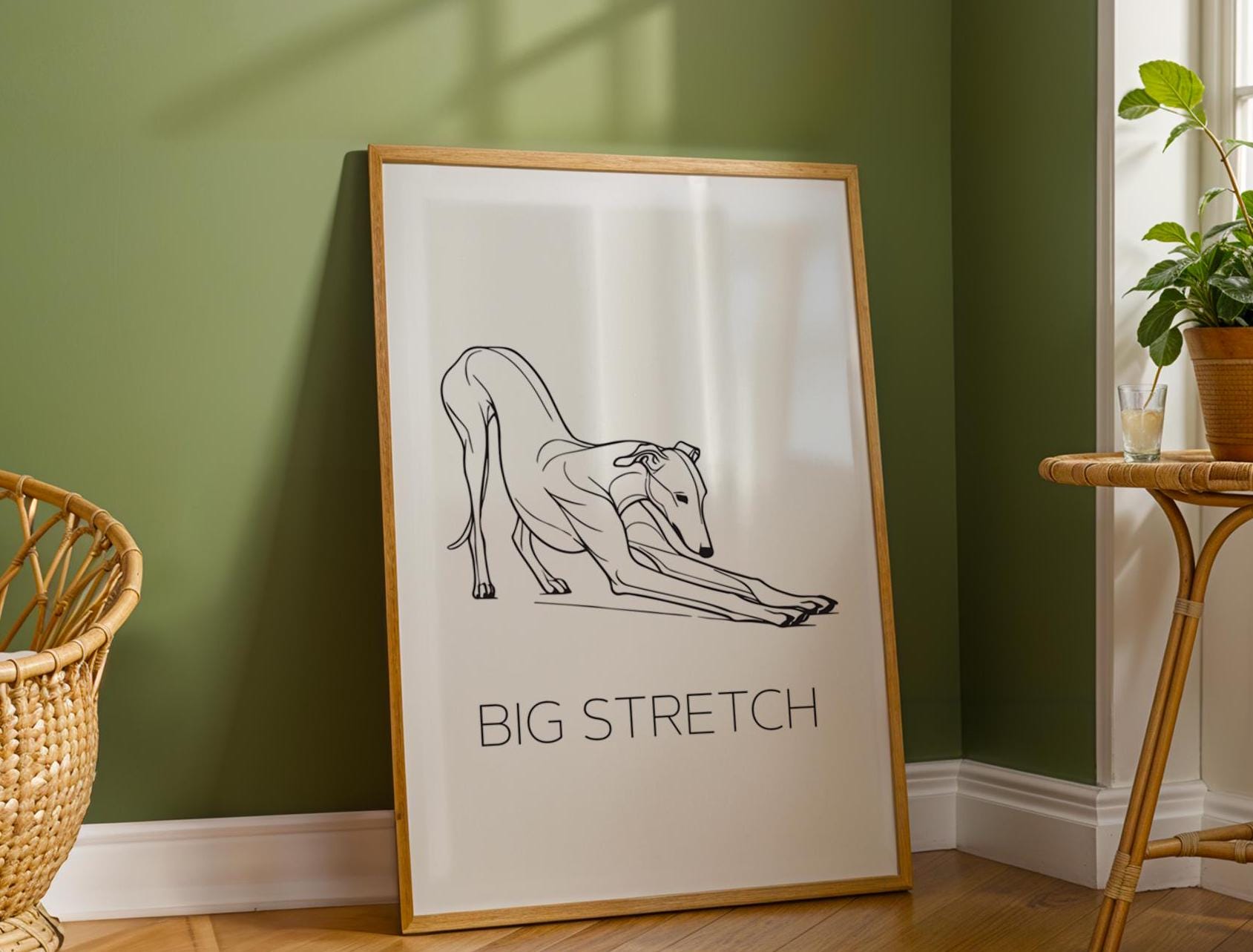 Big Stretch Minimalist Poster With Greyhound Printable Galgo Wall Art ...