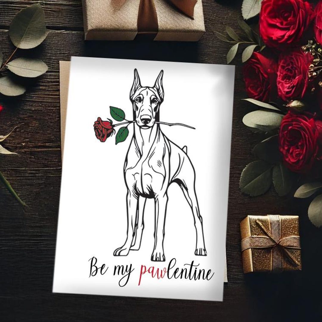 Doberman Valentine's Card Printable Design for Home Printing A4 ...