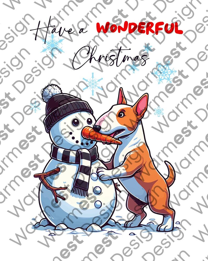 Festive English Bull Terrier Poster Design for Dog Lovers Instant ...
