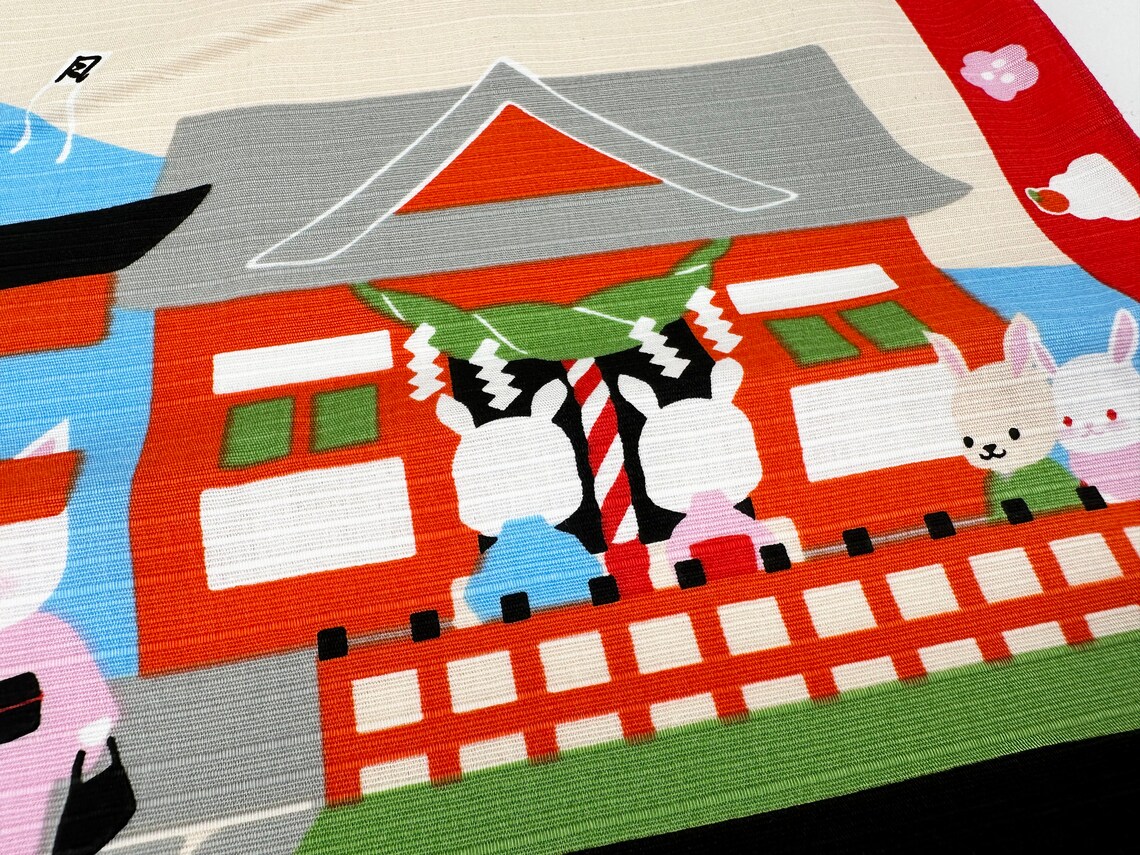 Japanese Shrine and Mt. Fuji With Rabbits for New Year - Etsy