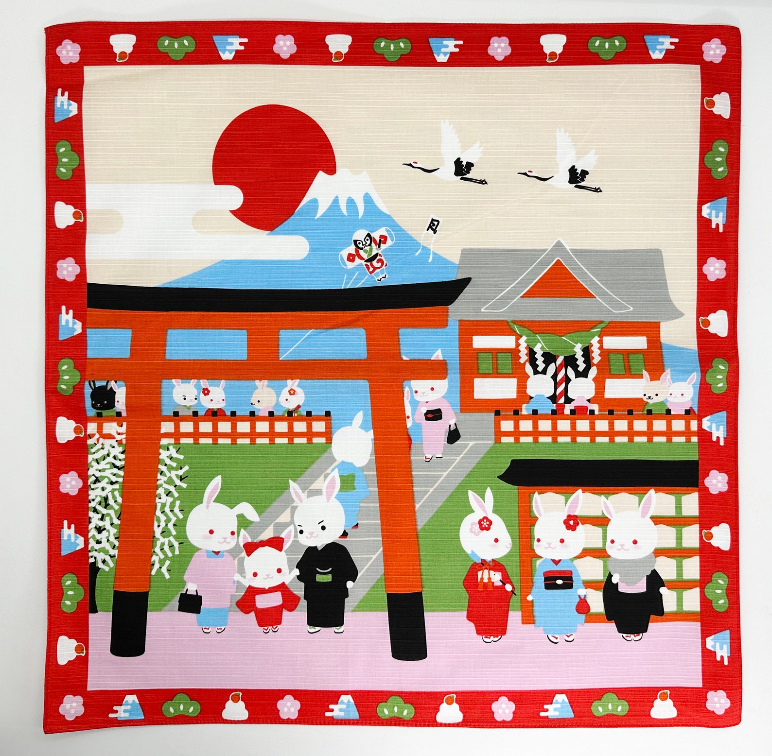 Japanese Shrine and Mt. Fuji With Rabbits for New Year - Etsy