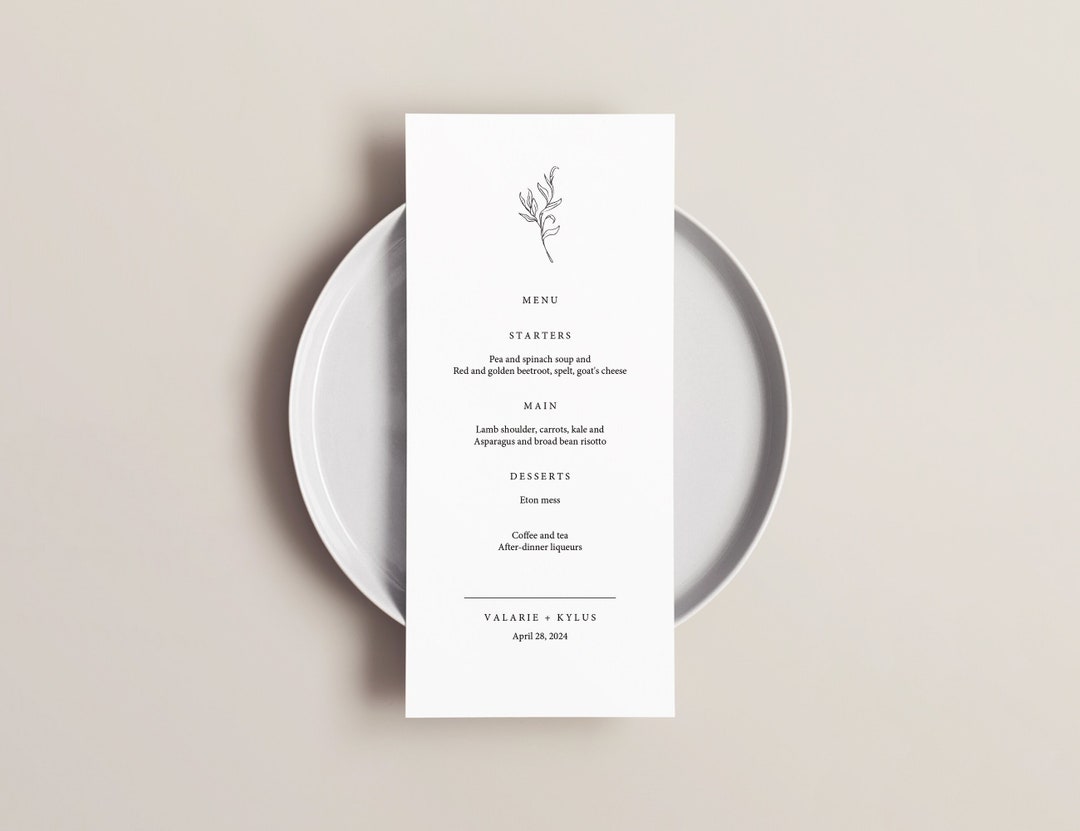Classic Menu Template | Elegant Leaf Wreath | Instant Download ...