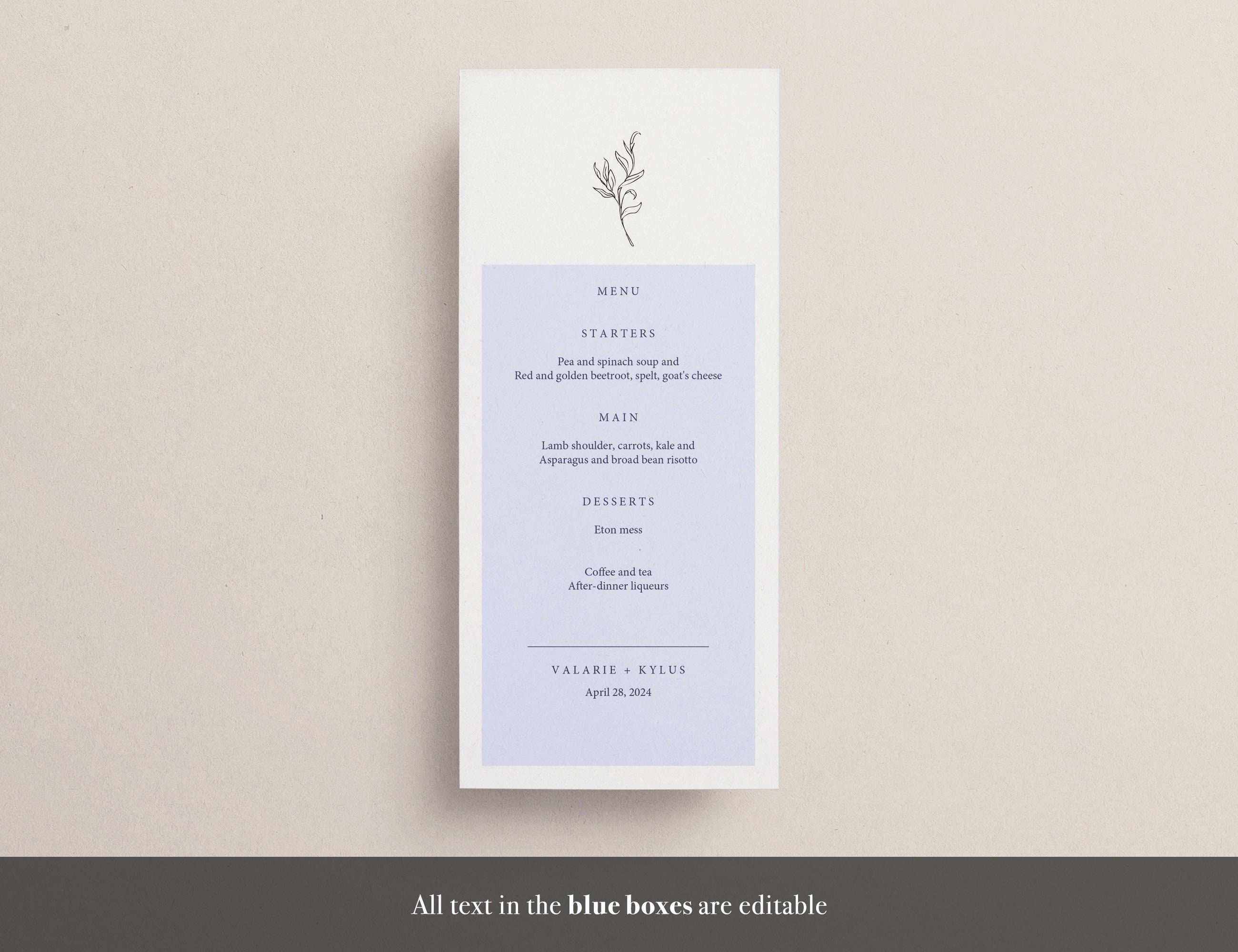 Classic Menu Template Elegant Leaf Wreath Instant Download Editable ...