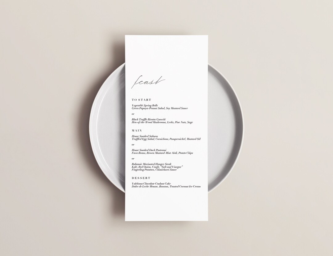 Classic Menu Template "feast" | Calligraphy | Instant Download ...