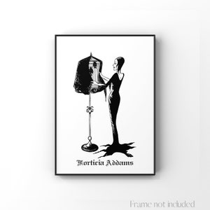 Morticia Addams Print Illustration Drawing Cara Mia Art Gothic Macabre ...