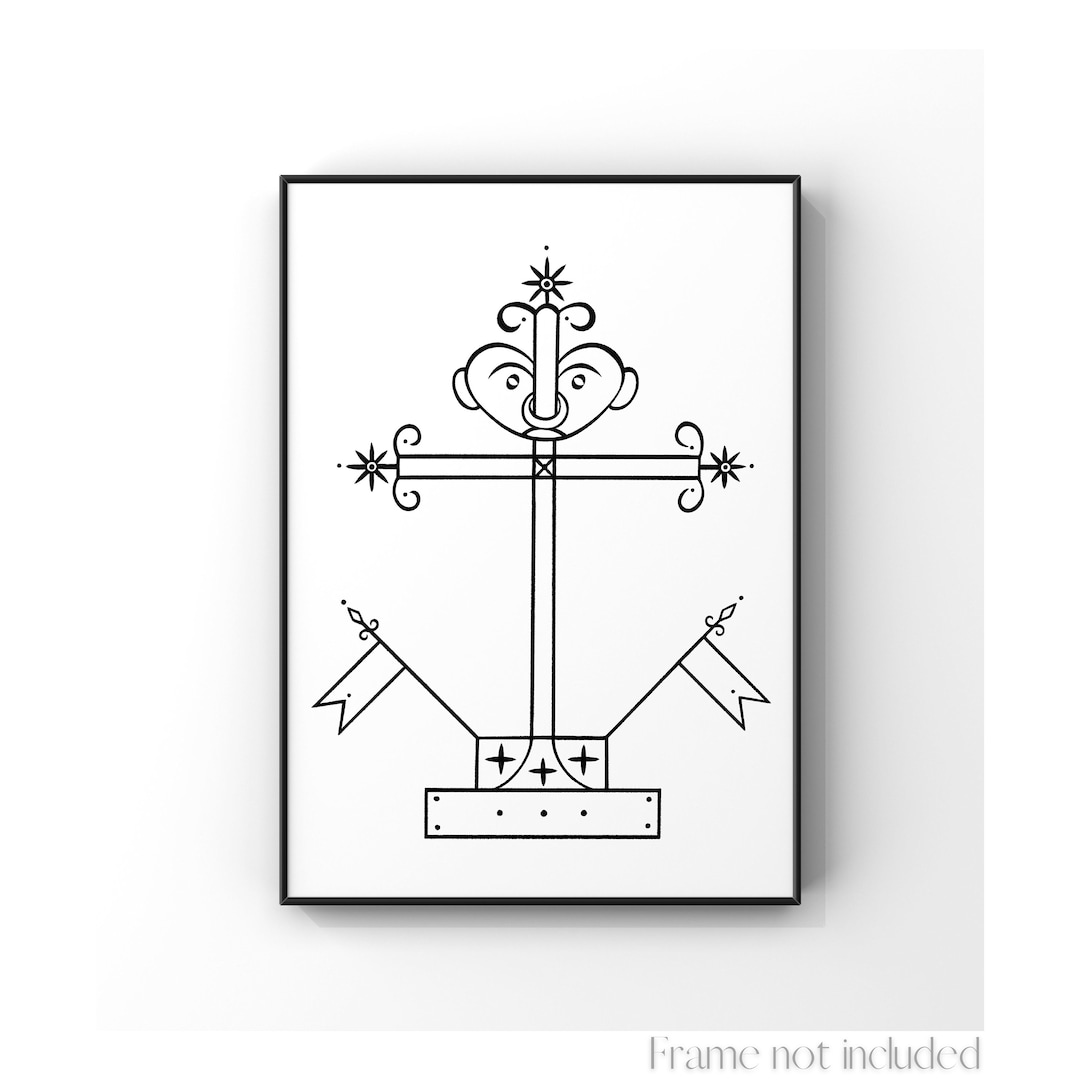 Veve Baron Cemetery Voodoo Symbol Print Loa Sigil New Orleans Magic ...