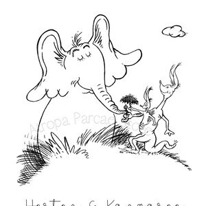 Horton Hears a Who Print Dr Seuss Illustration Jane and Rudy Kangaroo ...