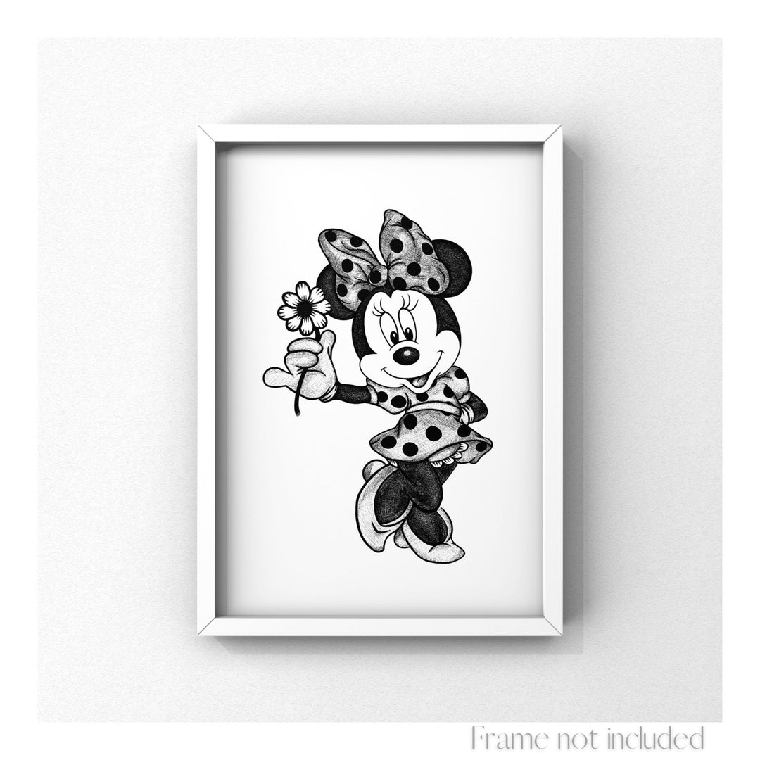 Minnie Mouse Walt Disney Illustration Print Anime Vintage Retro Pet ...