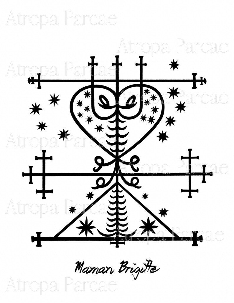 Veve Maman Brigitte Voodoo Symbol Print Loa Lwa of Life Sigil - Etsy