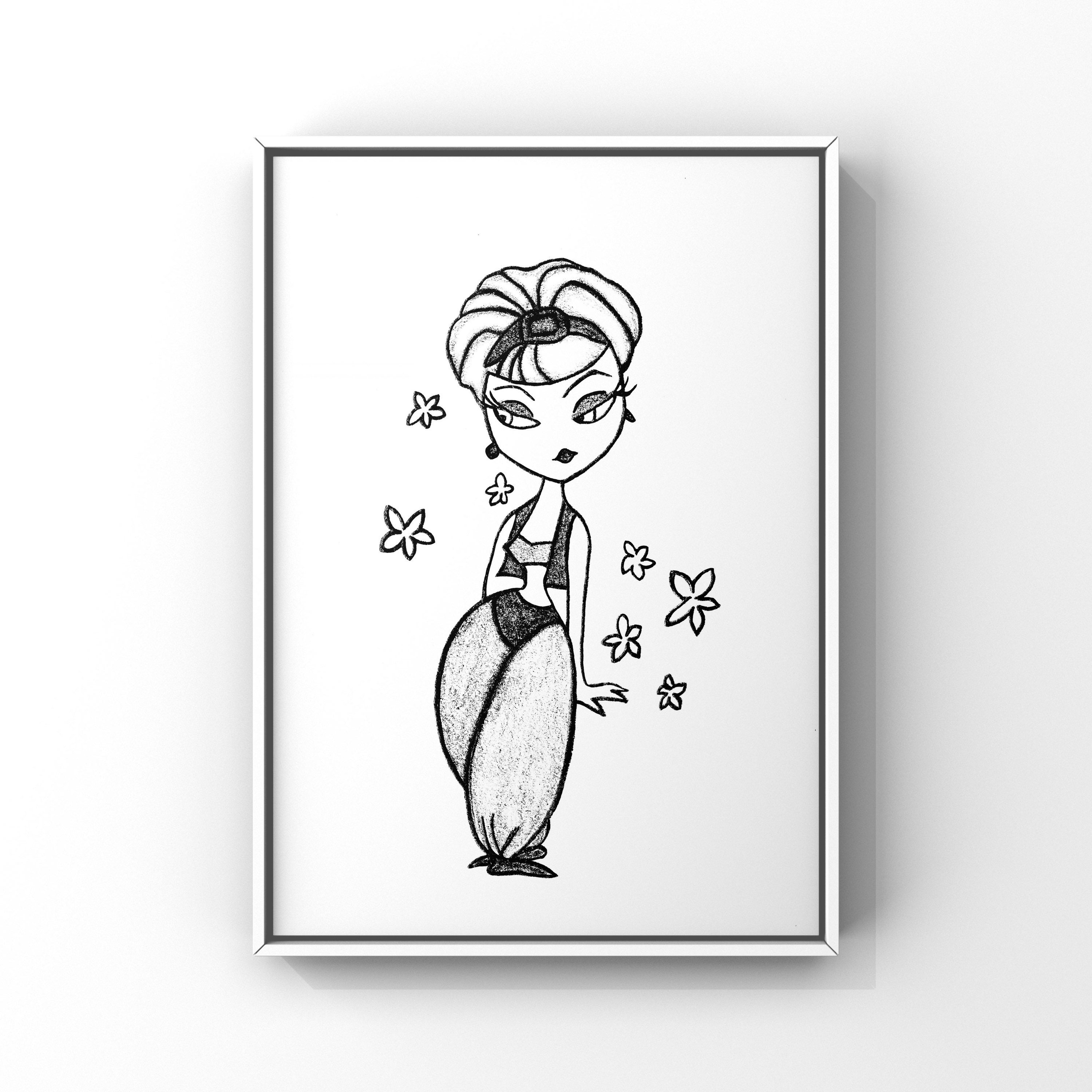 I Dream of Jeannie Barbara Eden Illustration Print Drawing | Etsy Canada