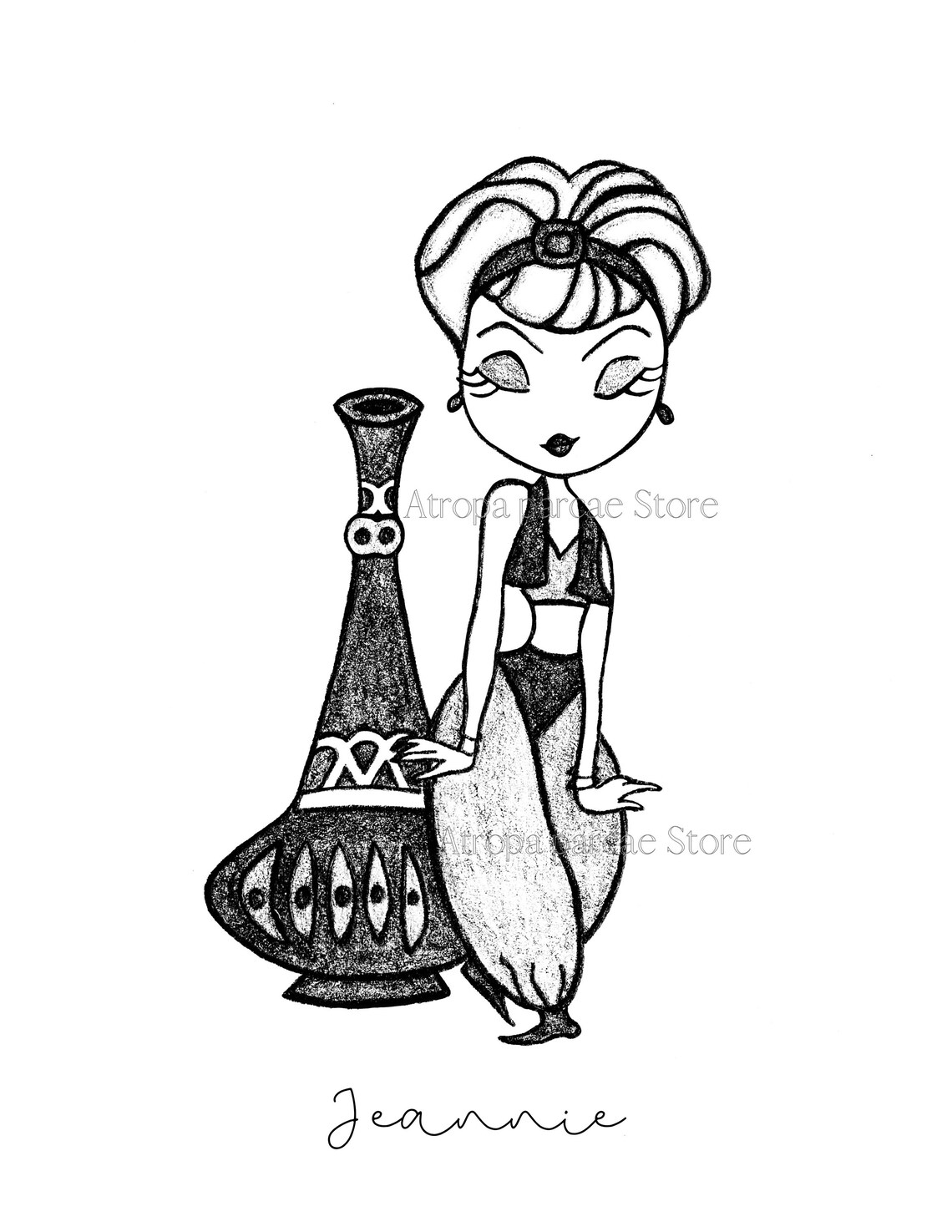 I Dream of Jeannie Barbara Eden illustration Print | Etsy