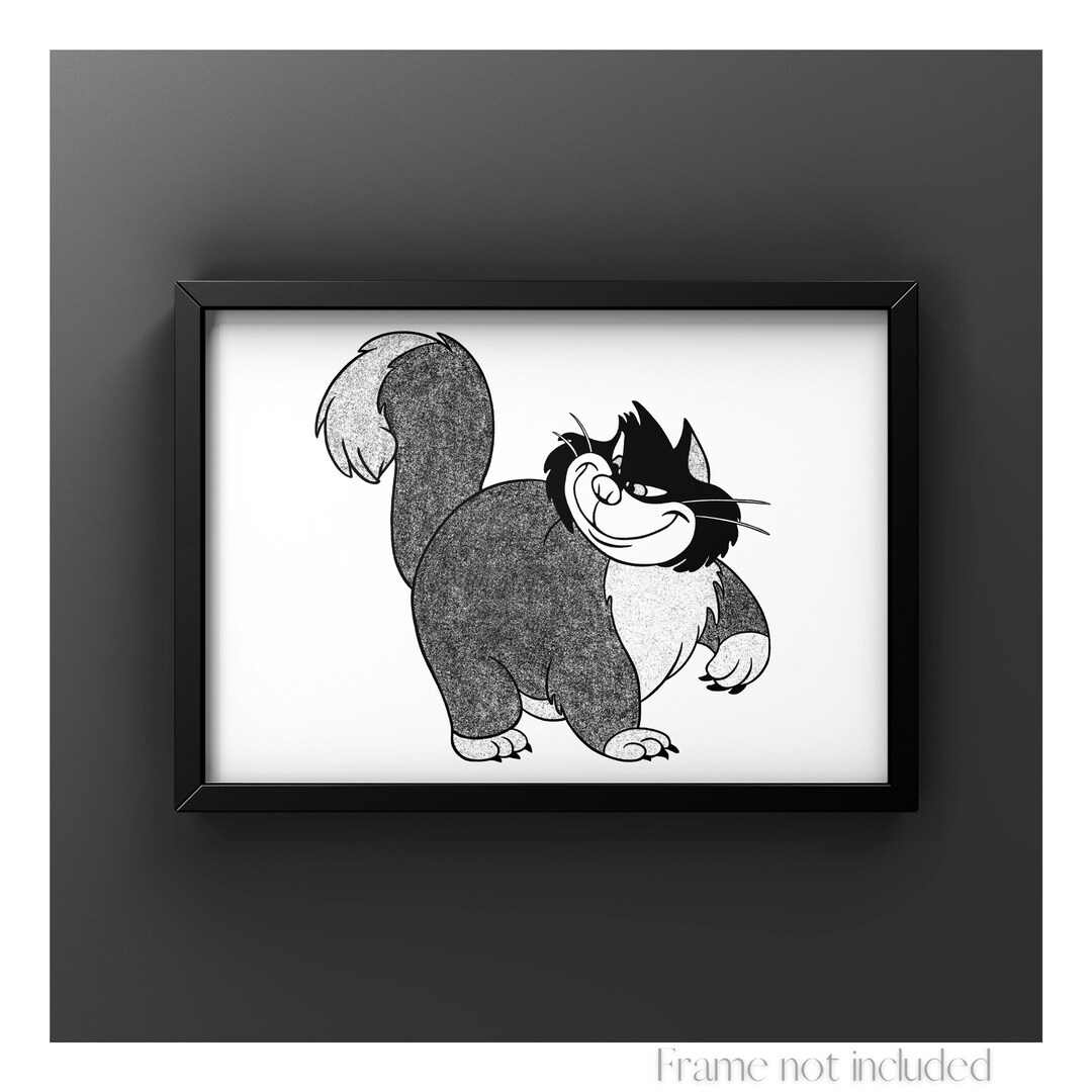 Lucifer Cat Print Cinderella Drawing Tremaine Family's Walt Disney ...