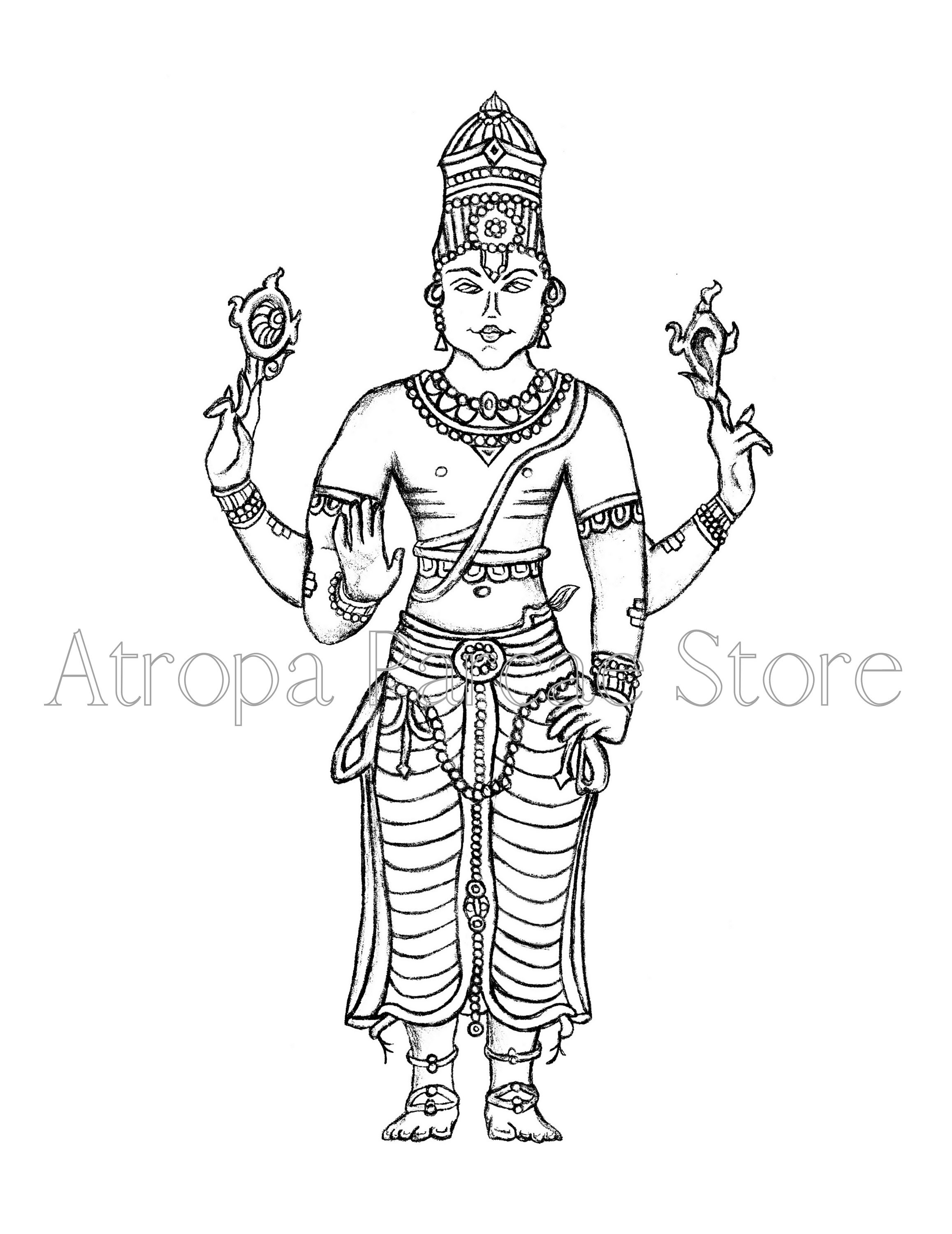 Viṣhnu Vishnou Trimurti God of Creation Drawing Hinduism Hindu | Etsy